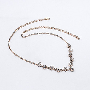 UDYLGOON Crystal Necklace Earrings Bracelet Jewelry Set Bride Bridesmaid Wedding Prom Party (Rose Gold)