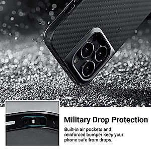 PITAKA Case for iPhone 14 Pro Max, 6.7 Inch, Military Grade iPhone 14 Pro Max Phone Case Protective, Compatible with MagSafe [MagEZ Case Pro 3] 1500D Aramid Fiber, Black/Grey (Twill)