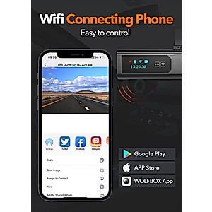 WOLFBOX 2.5K Dash Cam WiFi, 1600P Dash Camera for Cars, Full HD i03 Car Camera Front, Dashcam with Loop Recording, APP Control, Night Vision, 24 Hours Parking Monitor, Support 64GB Max