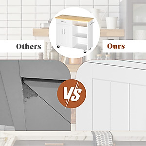 JY QAQA 42" Kitchen Island on Wheels with Storage Cabinet Kitchen Cart Cabinet with Shelves, Cart Handle for Towel Rack or Free Mobility, Portable Islands for Kitchen