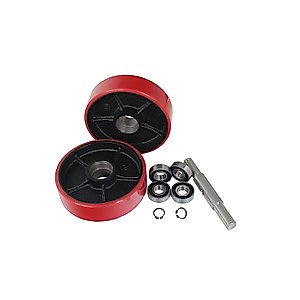 7" x 2" Pallet Jack Steer Wheels Replacement Kit with Axle 20 mm ID Bearings Poly Tread