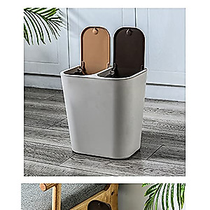 UNIONTOP Garbage Can with Lid Slim Trash Can for Kitchen Bathroom Bedroom Office, Dog Proof Trash Can Orange, Trash Classification Cans
