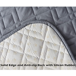 Ameritex Loveseat Cover Water-Resistant Quilted Furniture Protector with Back Nonslip Paws Slipcover for Dogs, Kids, Pets Loveseat Slipcover Stay in Place for Leather (54", Light Grey)