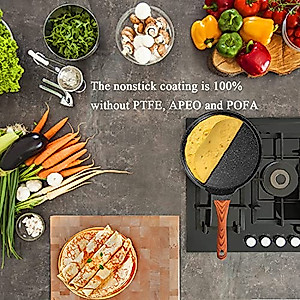 Aoorun Crepe Pan, Pancake Pan, Dosa Tawa Pan Nonstick Flat Griddle Frying Skillet Pan with Granite Coating & Solid Wood Handle for Omelette, Tortillas, Induction Compatible, 10 Inch
