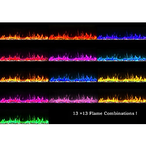 Cheerway 42 inch Electric Fireplace with Heater, Wall Mounted & Recessed Electric Fireplace Insert, Linear Wall Fireplace w/Thermostat, 13×13 Flame Color, Remote & Touch Control w/Timer, 750W/1500W