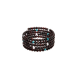 Genuine Amber Bracelet From Baltic Sea Made with Memory Wire Polished Cherry & Crystal Beads