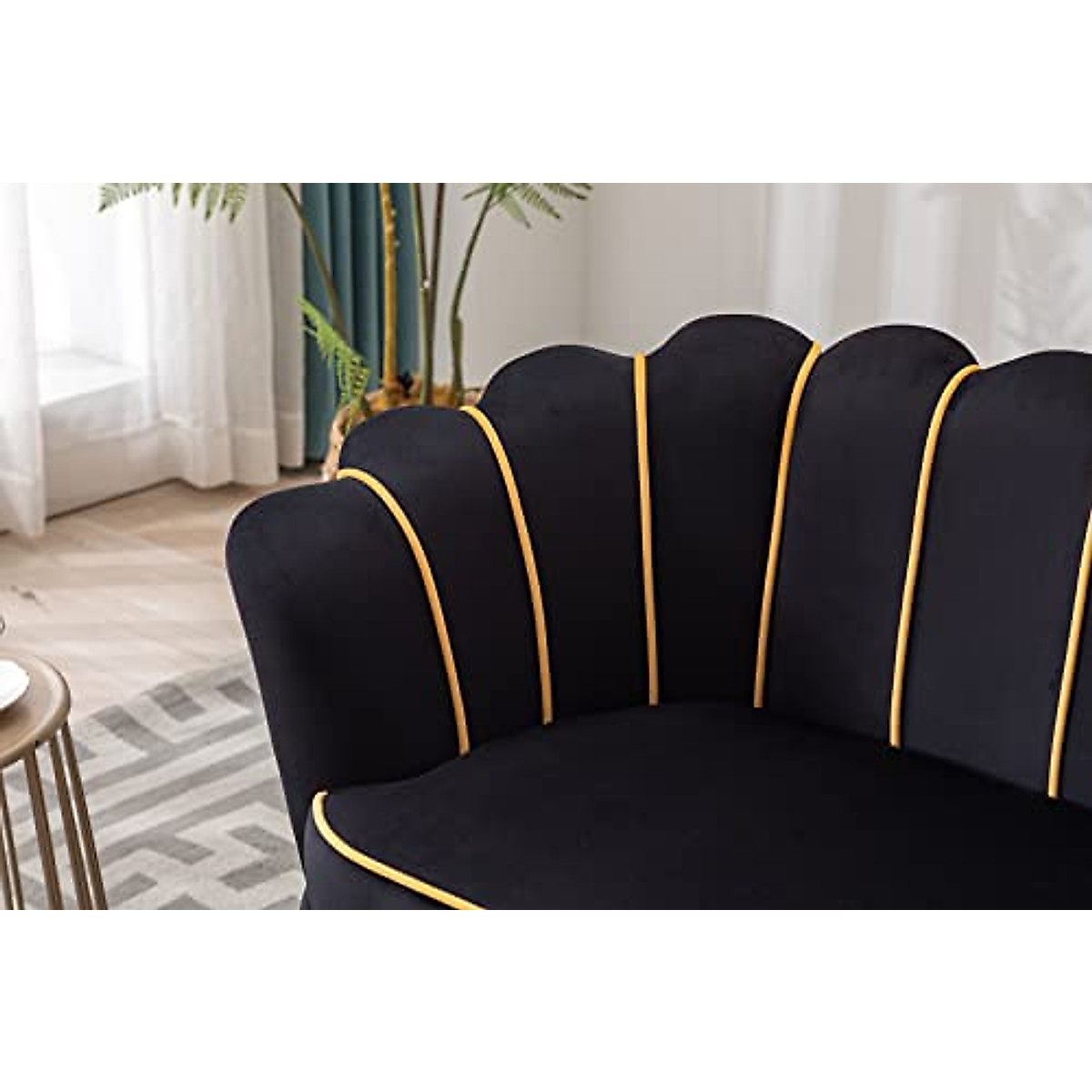 Loveseat Couch, Modern Velvet Sofa Accent Upholstered Settee, 2 Seater Small Loveseat for Small Spaces, Office, Bedroom, Living Room (Black)