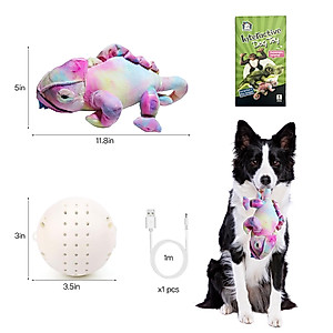 Letwearn Interactive Dog Toys, Upgrade Active Moving Pet Plush Toy for Boredom Talking and Singing Moving Dog Ball Washable Cartoon Pink Squeaky Lizard Chew Toy for Dog Cats