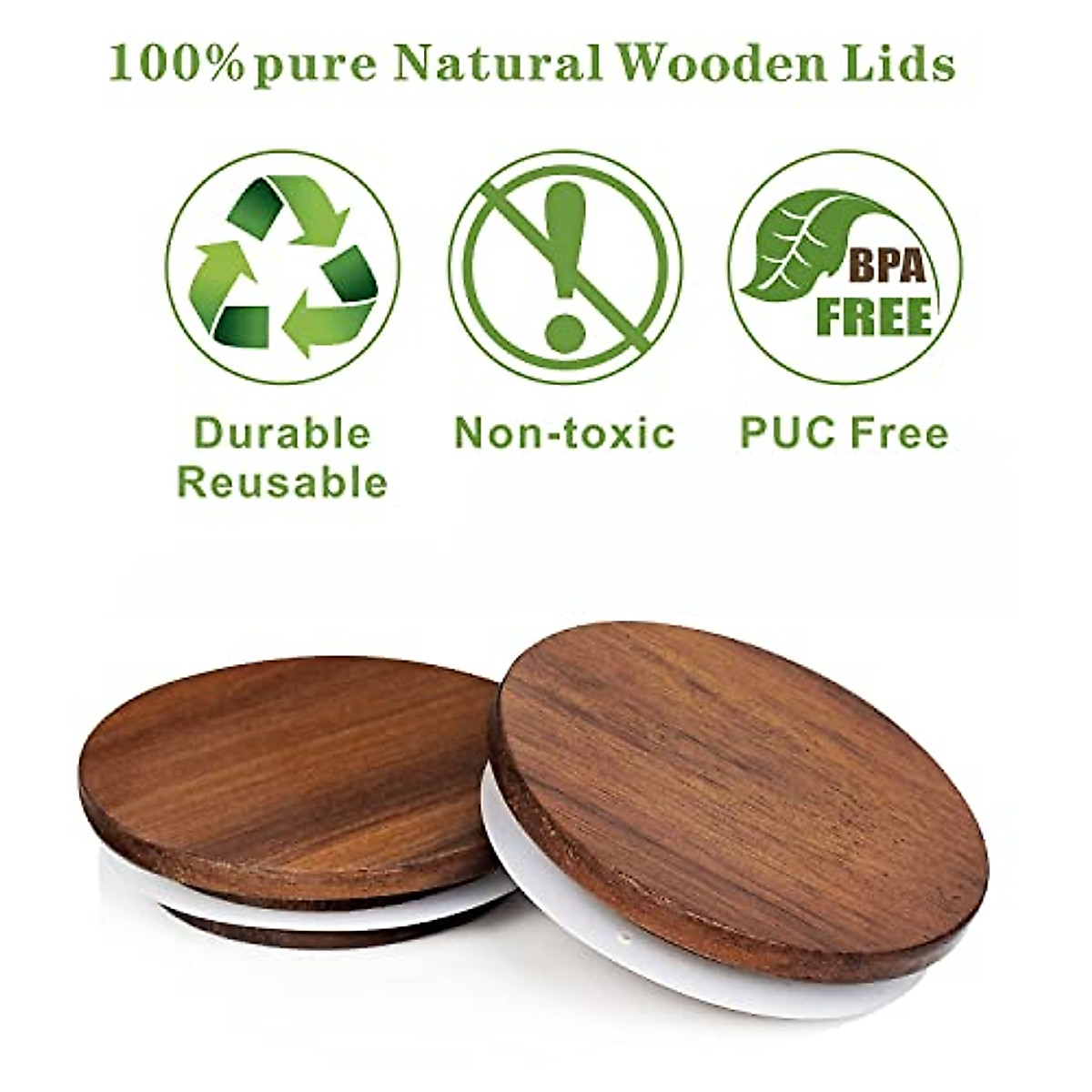 Wooden Mason Jar Lids Regular Mouth Storage Canning Jar Lids, CNVOILA 8 Pack Lids for Regular Mouth Mason Jar