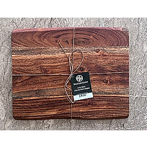 Mountain Woods Brown Hand Crafted Live Edge Acacia Wood Cutting Board/Serving Tray | Butcher Block | Charcuterie Board | Chopping Board for Vegetables, Fruits and Meat - 15" x 12" x 0.75"