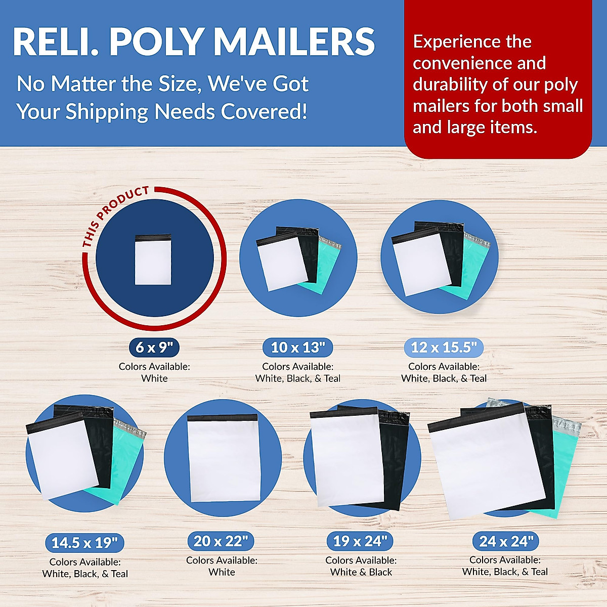 Reli. Poly Mailers 6x9 | 1000 Pcs Bulk | Small Mailing Envelopes/Shipping Bags | White Packaging Bags for Shipping | Non-Padded Poly Mailers | Self Sealing Mailing Bags for Small Items, Bulk (White)