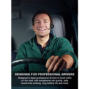 Trucker Bluetooth Headset with Microphone, Noise Cancelling Wireless Headsets with Mic, 13Hrs Talk Time, Mute Function, Handsfree Single-Sided Headset for Cell Phone, Call Center, Truck Driver, Office