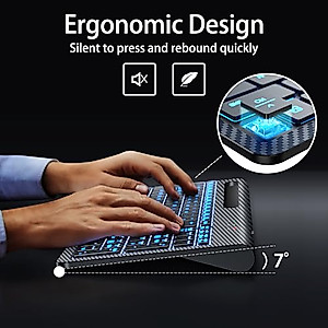 Wireless Keyboard and Mouse, Rechargeable, Adjustable 7 Color Backlight, Ergonomic, Quiet, with Phone Holder, 2.4G Stable Connection Slim Mac Keyboard and Mouse