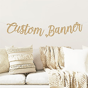 Custom Script Party Banner for Birthday, Wedding, and Party/Personalized Name Cursive Banner/Customizable/Gold/Silver
