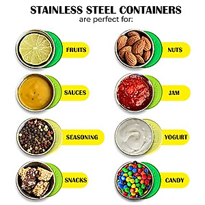 WEST BROS Leakproof Salad Dressing Container To Go 3 x 1.7oz, Small Stainless Steel Condiment Containers with Lids, Sauce Containers For Lunch, Dressing Cups with Lids, Sauce Cups Dip Containers Box