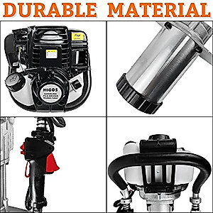 HIGOSPRO Gas Powered 4-Stroke T Post Driver Hammer Drills, 37.7CC Gasoline Engine Pile Driver, Air Cooling Single Cylinder Gasoline Petrol Garden Fencing Tool Machine with 2 Post Driving Head
