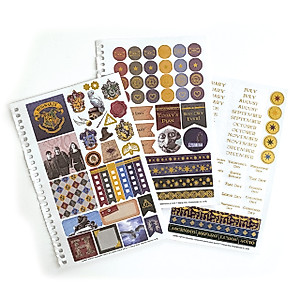 Paper House Productions Harry Potter 12 Month Undated 7.5" Planner with Month and Event Flag Stickers - Hogwarts Founders Crest