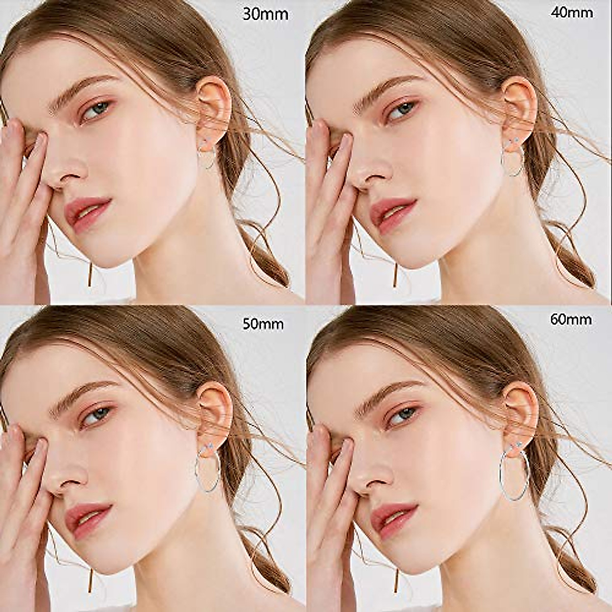4 Pairs Silver Plated Hoop Earrings for Women Lightweight Hypoallergenic Silver Hoops Stainless Steel Hoop Earrings Loop Earrings Set