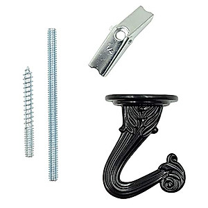 Hxchen 38mm/1.5" Ceiling Hooks - Heavy Duty Swag Hook with Steel Screws Bolts and Toggle Wings for Hanging Plants Ceiling Installation Cavity Wall Fixing Black - (2 Sets)