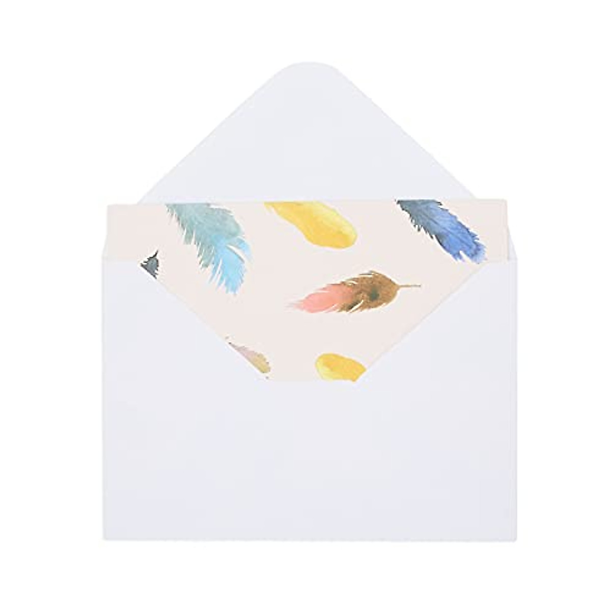 Blank Bird Greeting Stationary Cards with Envelopes, Watercolor Feather (4x6 In, 48 Pack)