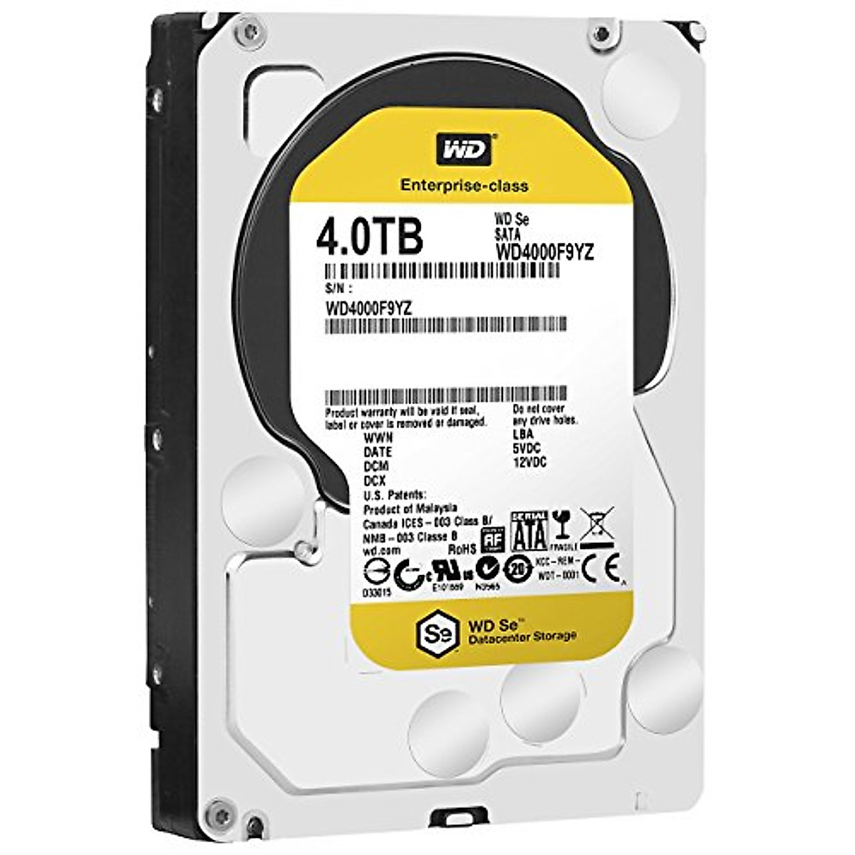 WD SE 4TB Datacenter Hard Disk Drive - 7200 RPM SATA 6 Gb/s 64MB Cache 3.5 Inch - WD4000F9YZ (Renewed)