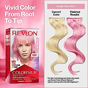 Revlon Permanent Hair Color ColorSilk Digitones with Keratin, 95D Pastel Pink (Pack of 1)