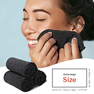 TASALON Microfiber Hair Towel - 10 Pack - Salon Towels - Quick Dry Microfiber Towels - 29 x 16 Inches Ultra-Soft Microfiber Towel for Hair, Facial Towels with Soft Absorbant - Black