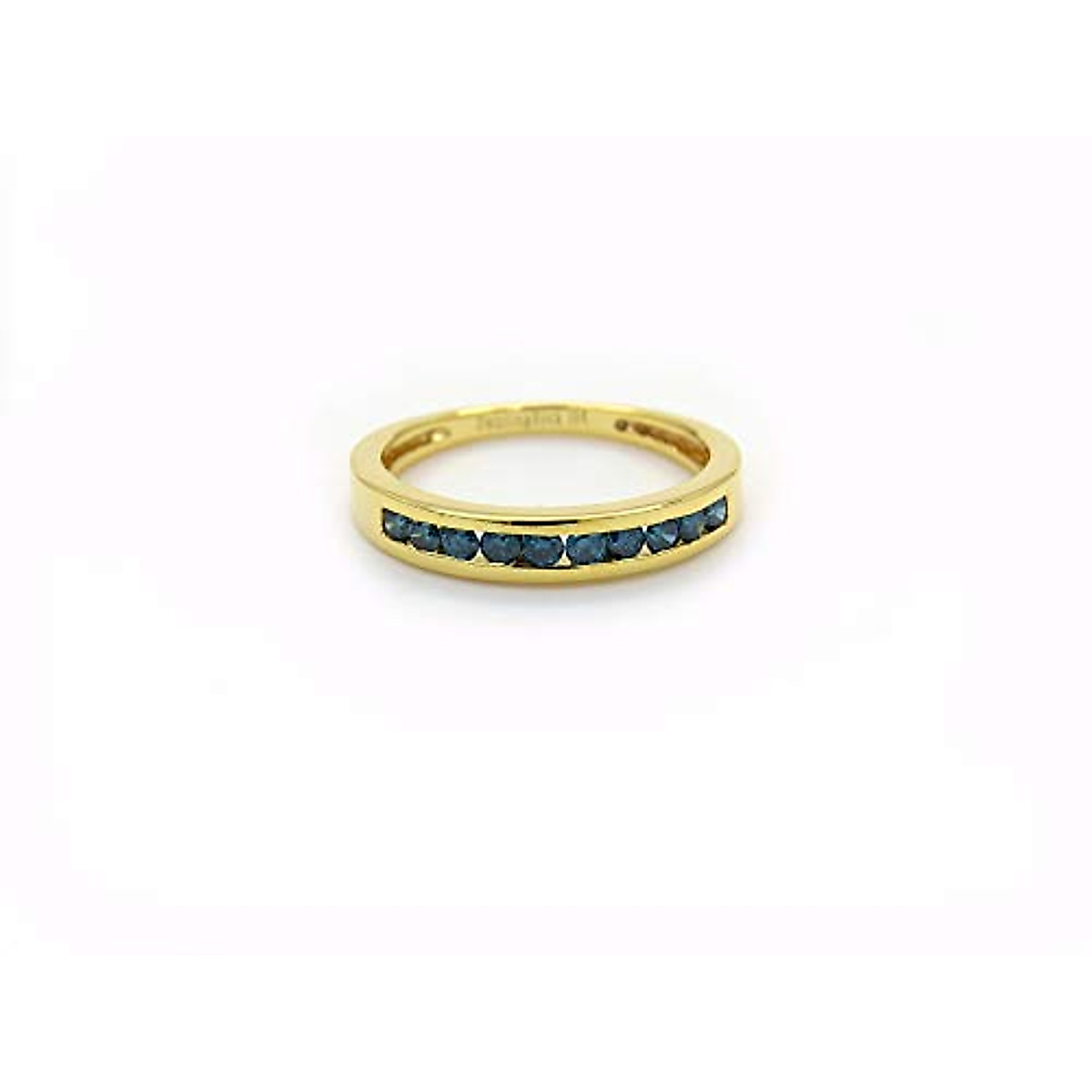Dazzlingrock Collection 0.40 Carat (ctw) 10K Round Blue Diamond Anniversary Stackable Wedding Band, Yellow Gold, Size 7