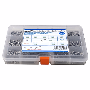 iExcell 500 Pcs M3 x 6/8/10/12/14/16/18/20/25/30/35 mm Stainless Steel 304 Hex Socket Button Head Cap Screws Bolts Nuts Kit
