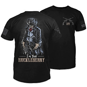 Im Your Huckleberry T-Shirt Patriotic Tribute Tee | American Pride Veteran Support Shirt | 100% Cotton Military Apparel | Black, X-Large
