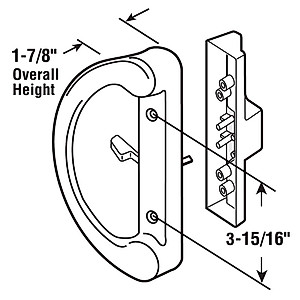 Patio Sliding Glass Door Handle Set with 45° Mortise Lock Suitable for Sliding Glass Patio Door Thickness from 1-1/2" to 1-3/4", Fits 3-15/16” Screw Hole Spacing, Reversible Design(Non-Handed), Black