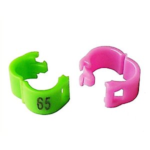 100pcs/lot 4mm 1-100 Numbered Clip snap Plastic Bird Ring Leg Bands Parrot Finch Canary Grouped (Green)