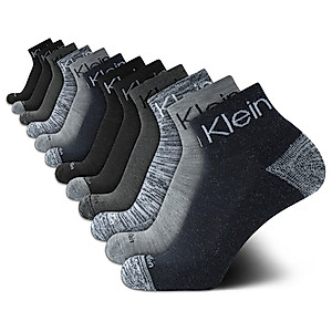 Calvin Klein Men's Socks - Athletic Cushioned Quarter Cut Ankle Socks (12 Pack), Size 7-12, Assorted
