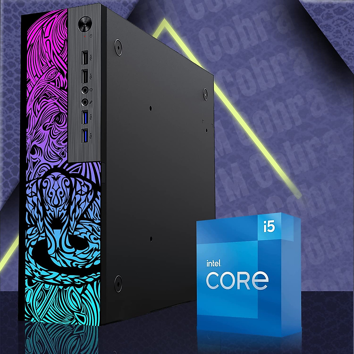 Gaming PC Computer, TechMagnet Cobra, Intel i5 12th Gen, GT 1030, 32GB RAM, 1TB SSD, 2TB HDD, 24 Inch LED Monitor, RGB Peripherals, Webcam, Win 11 Home (Renewed)