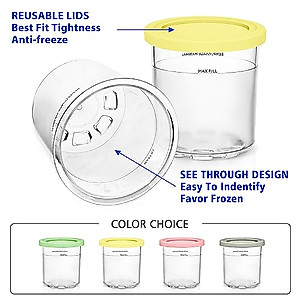 LOMILD 16oz. Extra Pint Containers, Replacement for Ninja Creami Pints And Lids-4 pack, Compatible with NC299AMZ NC301 NC300 Series, Dishwasher Safe & BPA-Free, Clear