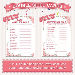 OLOUTAB Baby Shower Games for Girl-2 Games(50 of Each),Baby Shower Word Scramble Game&Price is Right,Double-Sided,Thick Cardboard,Fun,Hilarious,with Answer Keys