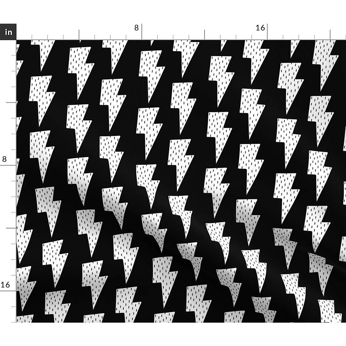 Spoonflower Fabric - Black White Storm Weather Lightning Rain Raindrops Printed on Petal Signature Cotton Fabric by The Yard - Sewing Quilting Apparel Crafts Decor