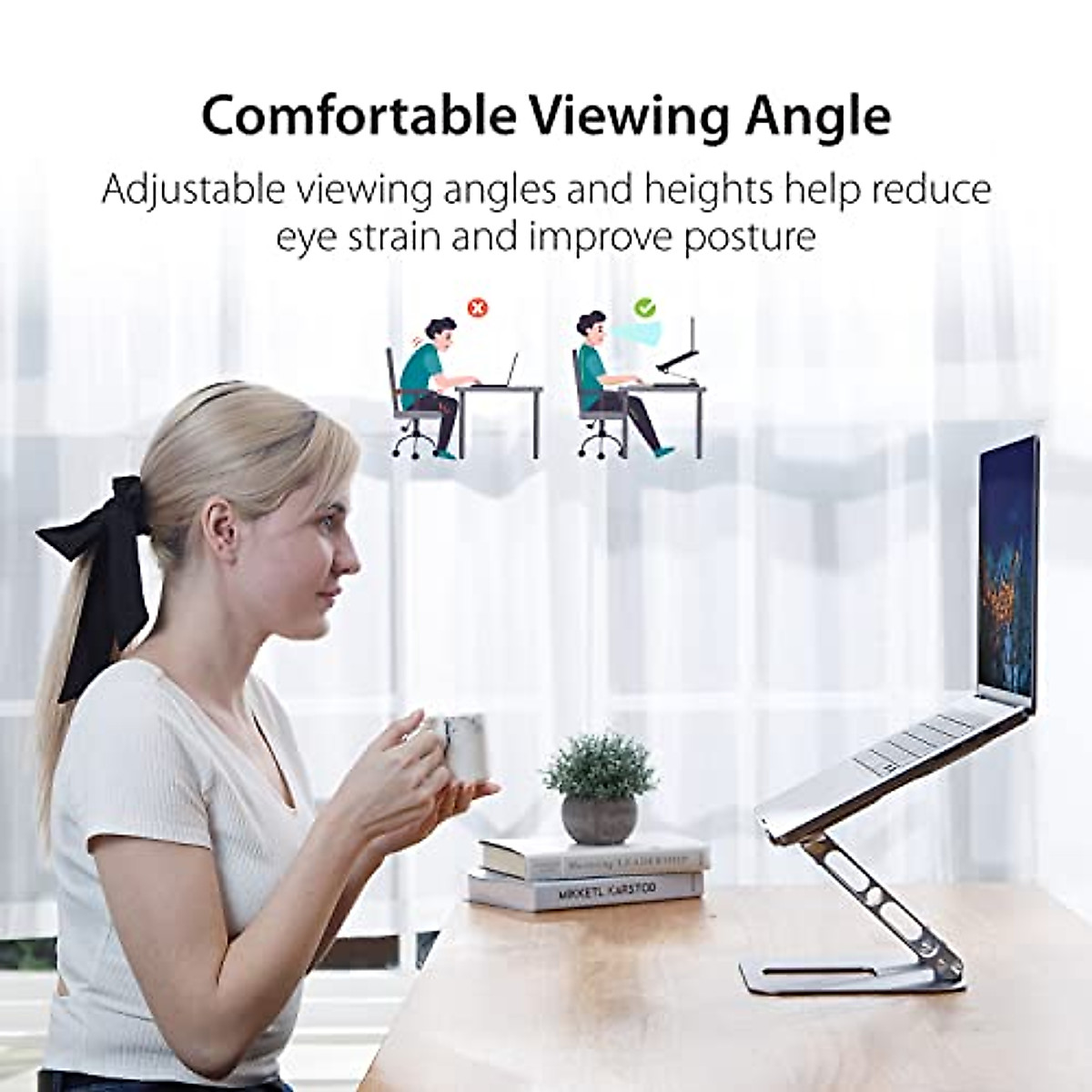 j5create Multi-Angle Aluminum Laptop Stand, Ergonomic Notebook Riser, Suitable for MacBook, Dell, HP, Lenovo, Fits Most laptops up to 16" (JTS127)