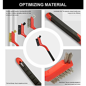 Rust Remover Brass Brush, 3 Pack Small Wire Brush Brass Wire Brush, Brass Brushes for Cleaning, Brass Brush Tool Rust Remover for Metal (Brass Steel Nylon Red)