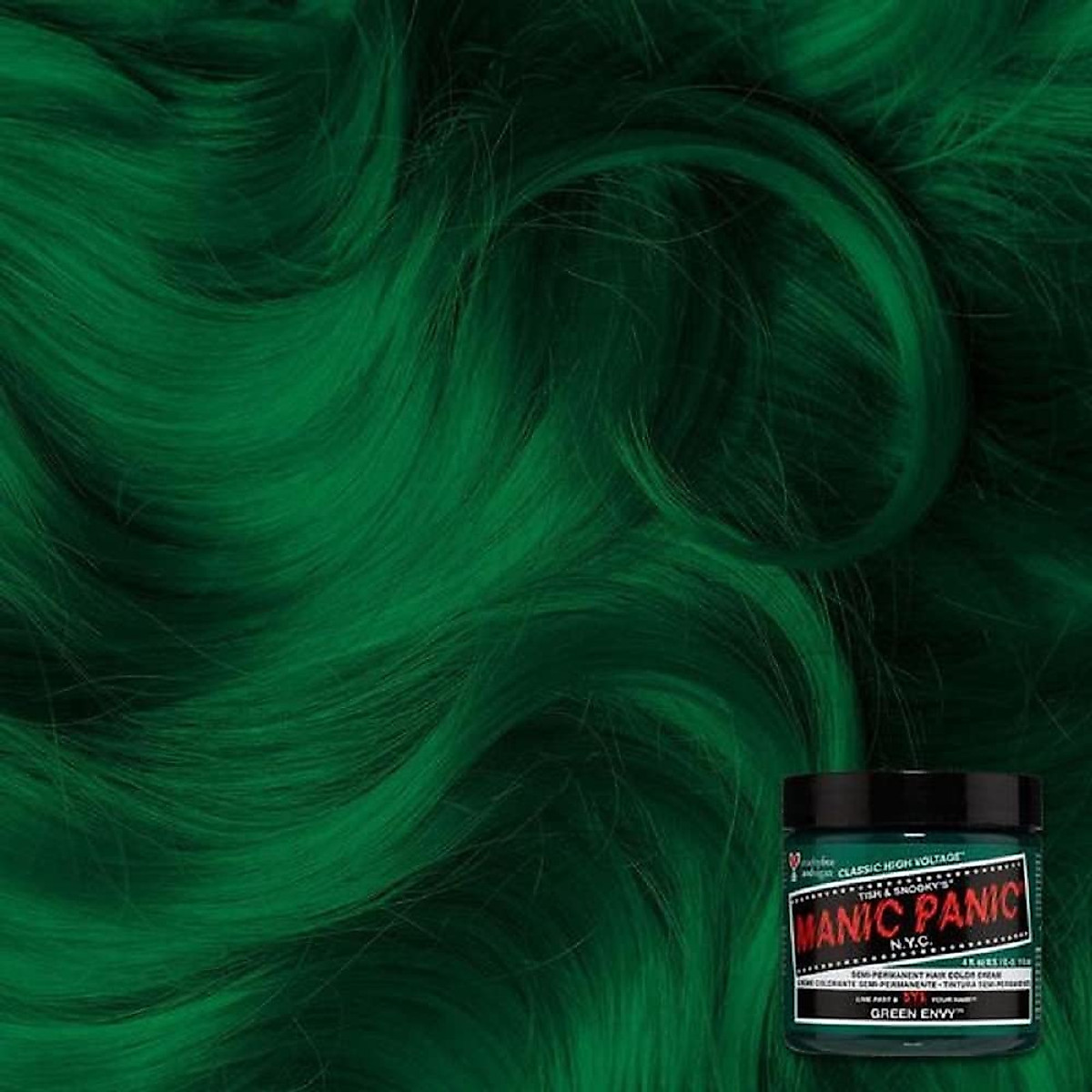 MANIC PANIC Green Envy Semi Permanent Hair Color - Cruelty Free, Vegan Classic Dark Green Hair Dye - Safe to Create & Mix Custom Shades (4oz)