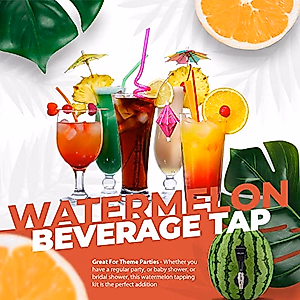Watermelon Tap Beverage Dispenser Kit - Fruit Keg Tapping Kit & Coring Tool - Juice DIY Spigot, Beer Faucet, Great Spout to Turn Halloween Pumpkins into Ice Tea & Alcohol Drink Party Cocktails