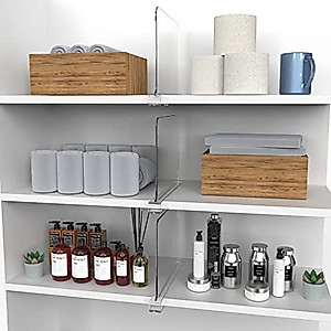 BTSD-home 8 Pack Acrylic Shelf Dividers for Closet Organization Clear Shelf Dividers for Wood Shelves in Bedroom, Kitchen and Office