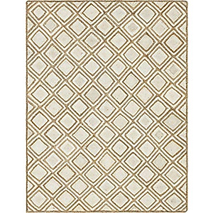 Unique Loom Braided Jute Collection Classic Quality Made Hand Woven with Geometric Design Area Rug, 9' 0" x 12' 0", Ivory/Natural