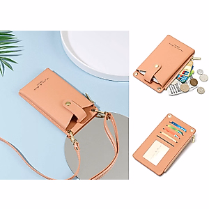 Womens Cellphone Crossbody Bag Small Light Leather Shoulder Purse Handbag Card Wallet Lanyard Case Girls Satchel Pouch