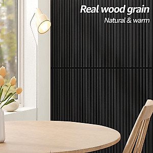 Art3d WPC Wainscoting Panels, 16-Pack 48 x 6 Inch 3D Wall Accents for Interior Wall Decor, Living Room, Bedroom, Black