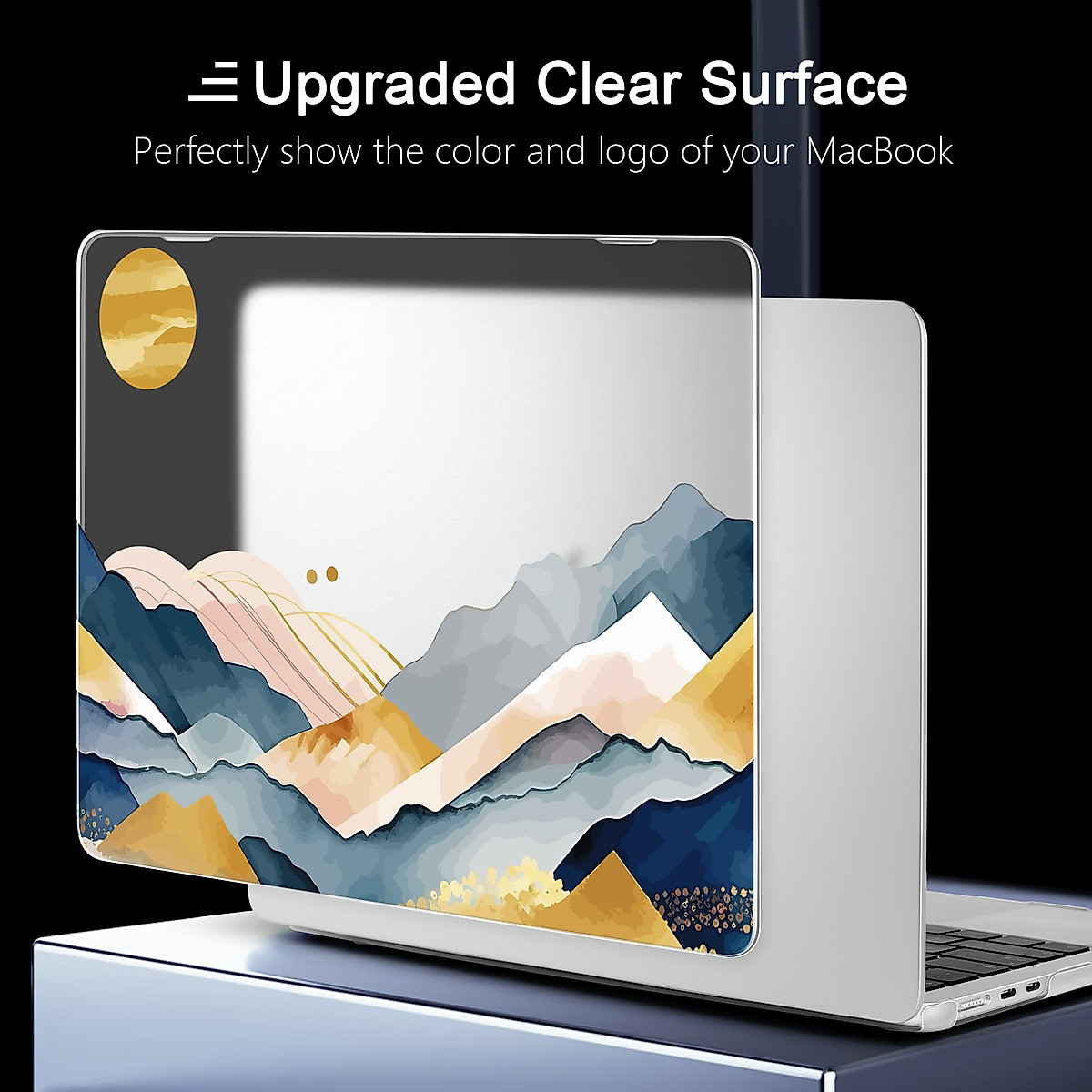 Yebiseven for MacBook Air 13.6 inch M3/M2 Case 2024 2022 Released A3113/A2681, Laptop Hard Shell Case with Keyboard Cover & Screen Protector & OTG Adapter & 2 Webcam Covers, Oriental Mountain