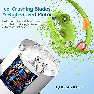 Wamife Portable Blender, Stainless Steel Personal Blender for Shakes and Smoothies, Rechargeable Smoothie Blender Keep Juice Fresh and Cold Mini Blender for Travel Sports