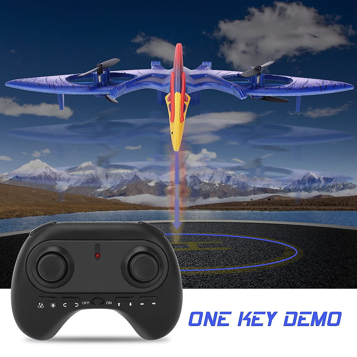 Pterosaur Dinosaur Toys Drone for Kids - Indoor Quadcopter with Altitude Hold, Headless Mode, LED Light One Key Start Speed Adjustment, Toys for 8 9 10 11 12 Year Old Boys