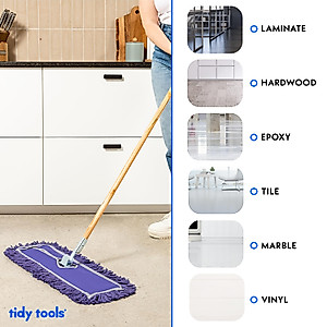 Tidy Tools 48 Inch Purple Dust Mop with Wood Handle and 48 Inch Purple Dust Mop Refill Bundle - 2 Mop Sets and 2 Refills