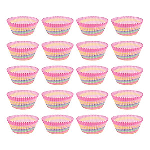 NUOBESTY 100pcs Cupcake Liners Rainbow Greaseproof Oil Proof Cupcake Wrappers Cake Cups Dessert Wraps for Birthday Party Baby Shower